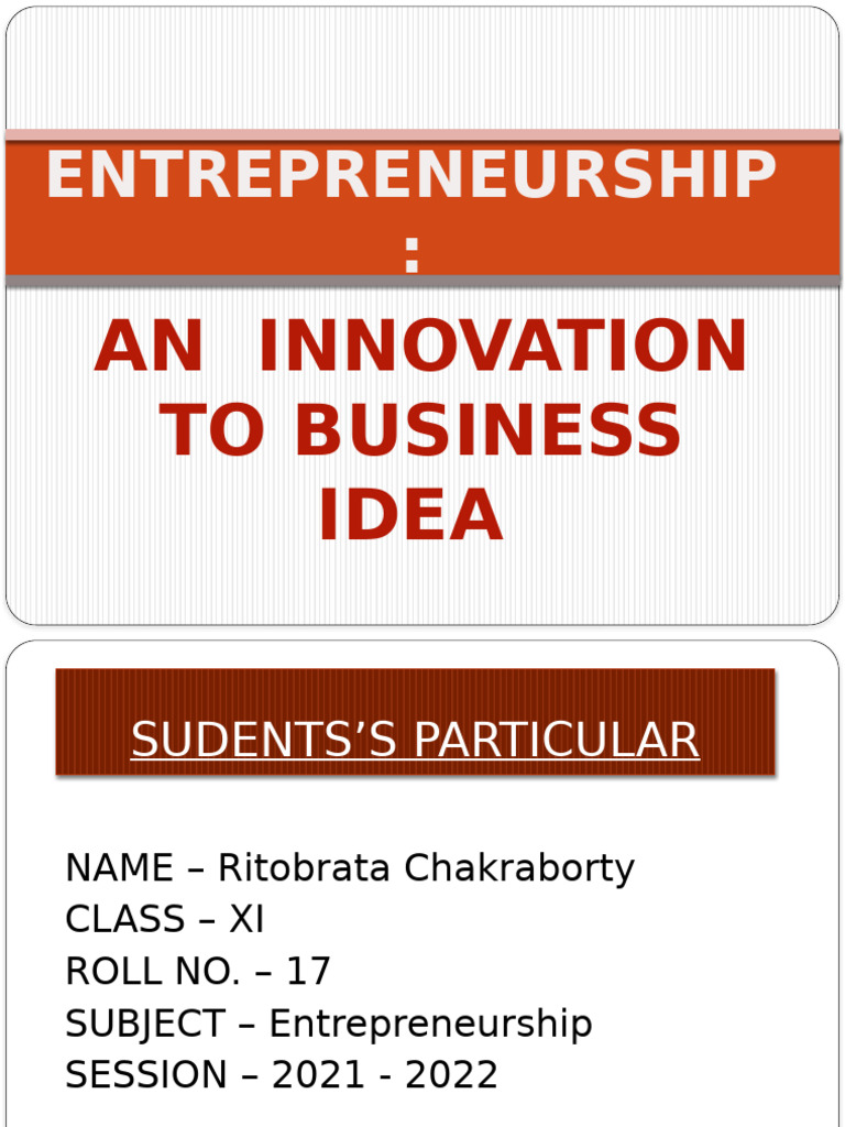 Entrepreneurship Project | PDF