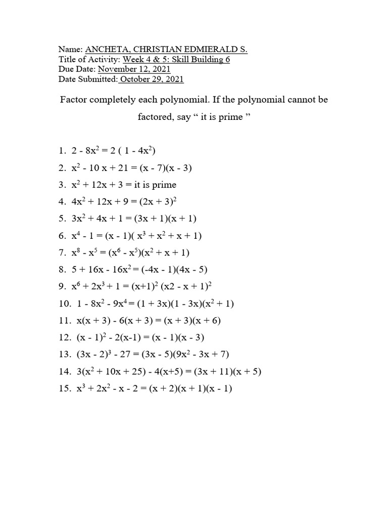 Ancheta Week4&5 SkillBuilding6 | PDF