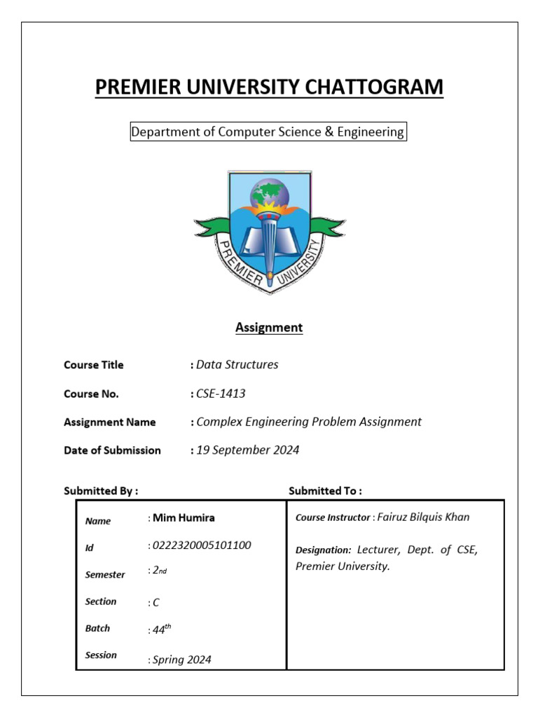 Premier University Chattogram: Department of Computer Science ...