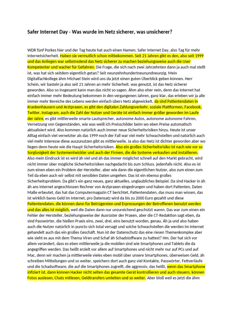 Safer Internet Day - Was Wurde Im Netz Sicherer, Was Unsicherer | PDF