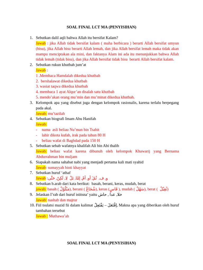 Soal Final LCT Ma | PDF