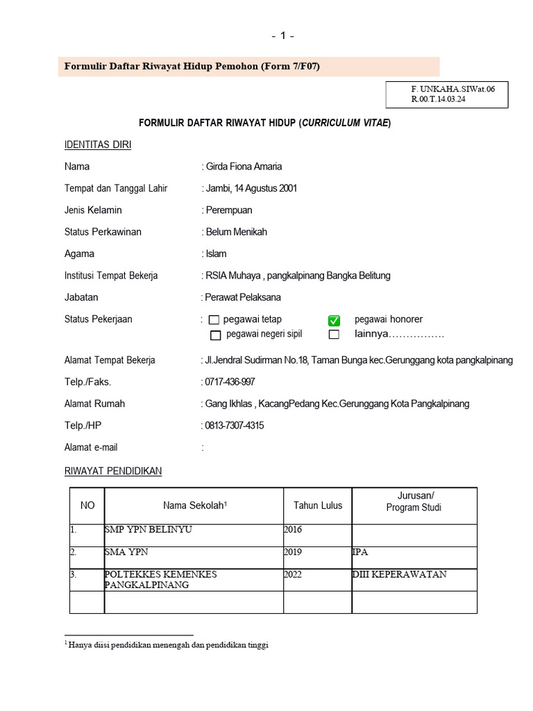 6.formulir - Daftar - Riwayat - Hidup - Pemohon - (Form - 7 - F07) - 1 ...