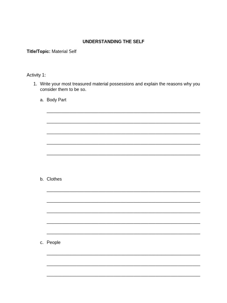 Material-Self - Activity | PDF