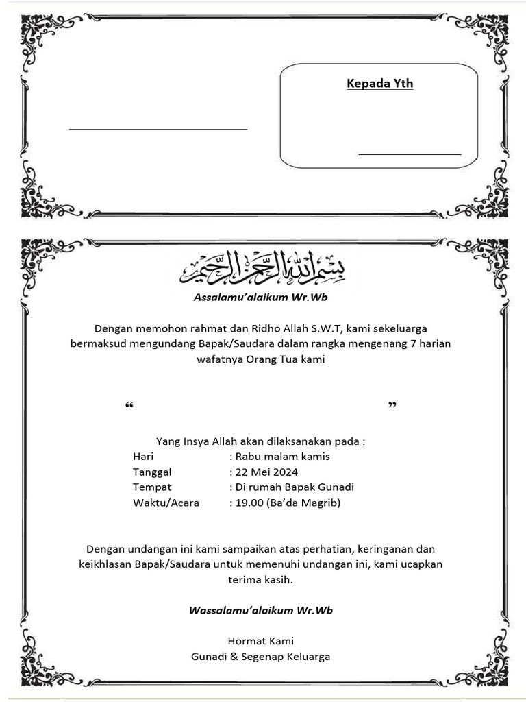 UNDANGAN HAUL 7 Hari | PDF