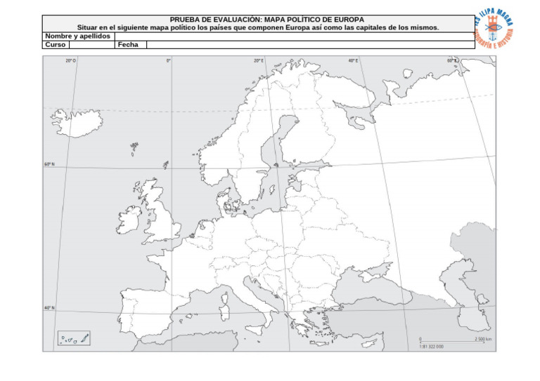 PRUEBA DE EVALUACIÓN ACTIVIDAD COMPETENCIAL Mapa Mudo Europa | PDF
