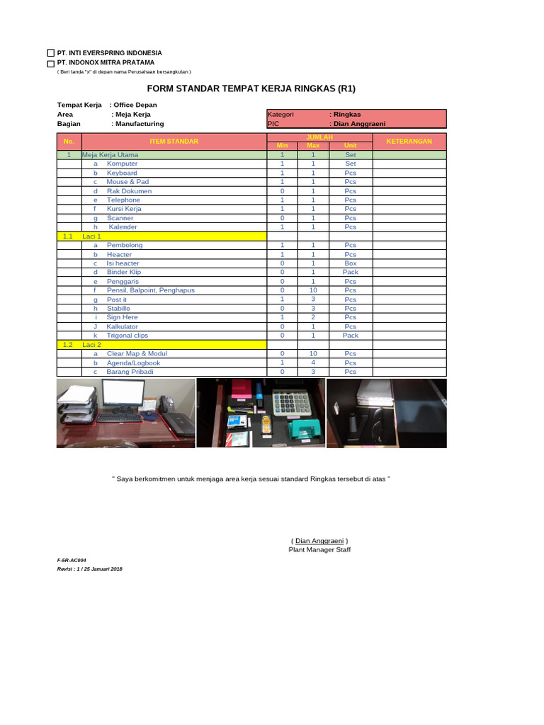 Standar Ringkas Meja Dian | PDF
