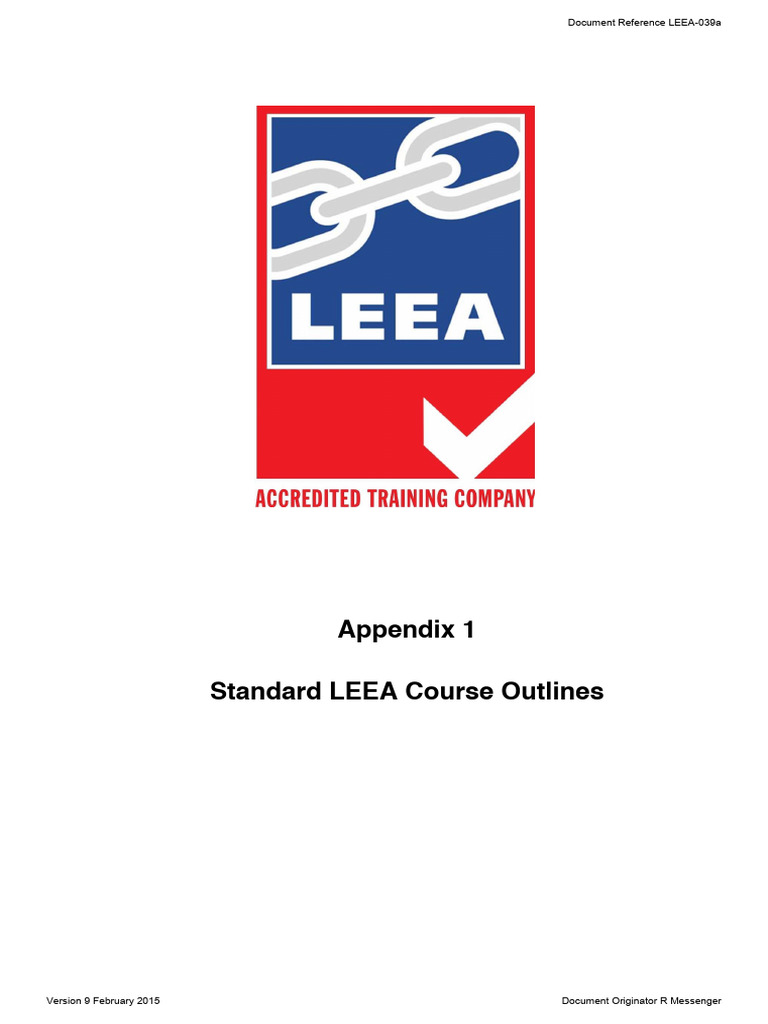 LEEA-039a Accredited Training Scheme (ATS) Appendix 1 Ver 9 | PDF