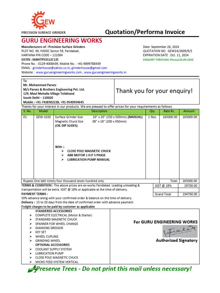 Parvez & Brothers Engg Pvt. LTD | PDF