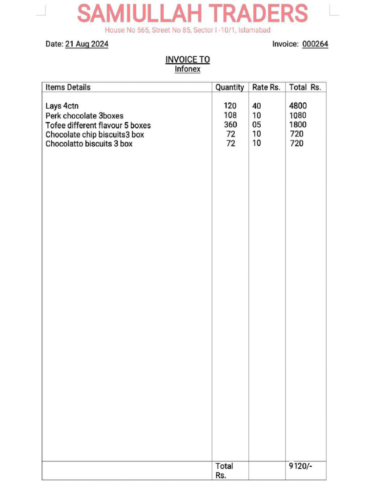 Invoice To Infonex | PDF