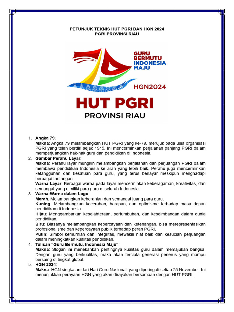 Petunjuk Teknis Hut Pgri Dan HGN | PDF