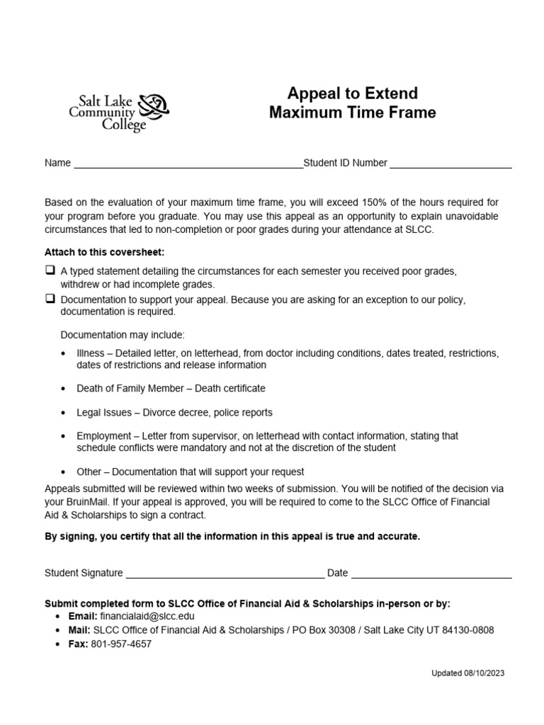 Appeal To Extend Max Time Frame - 08.10.23 | PDF
