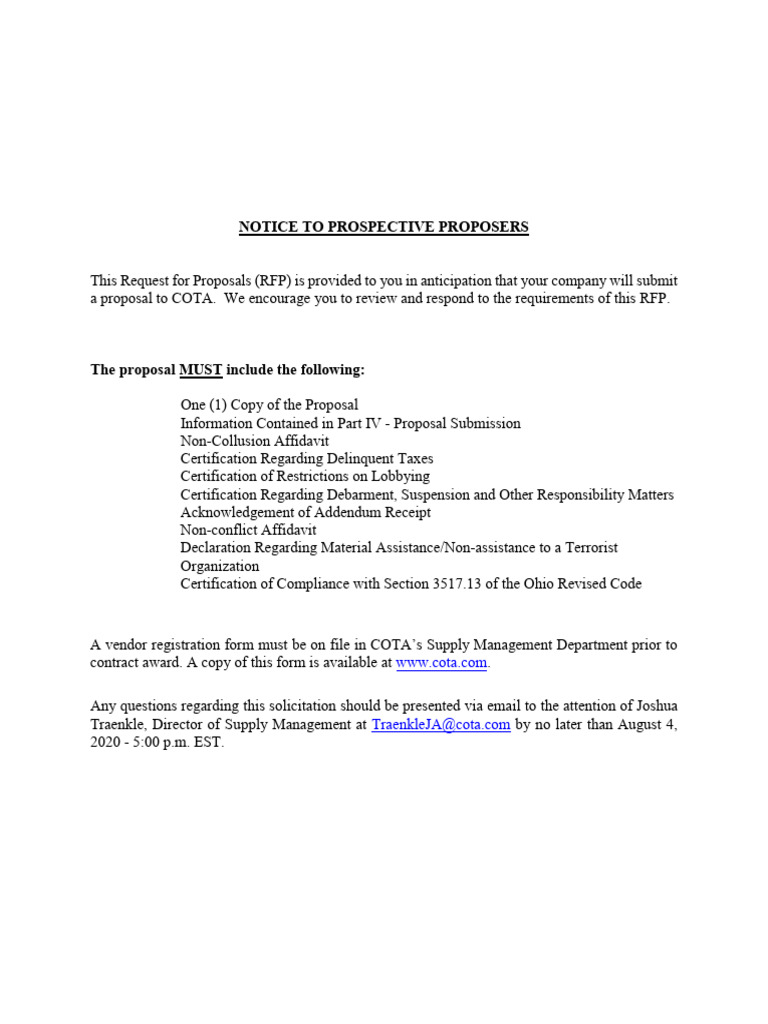 Notice To Prospective Proposers | PDF