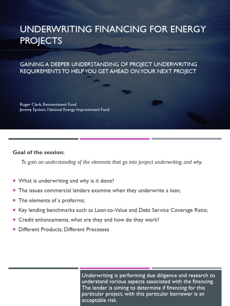 Jeremy Epstein Roger Clark Presentation Typical Project Underwriting | PDF