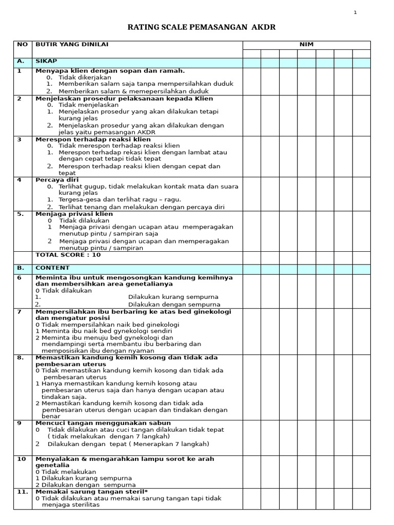 11.rating Scale Pemasangan Akdr New | PDF