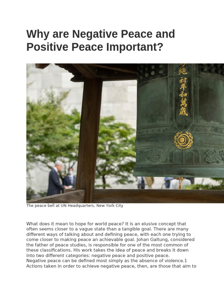 Why Are Negative Peace and Positive Peace Important | PDF