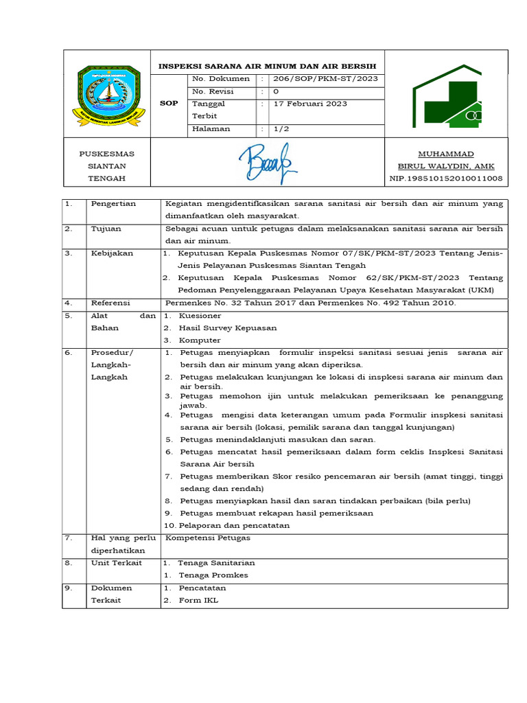 Sop Inspeksi Sab Sam | PDF