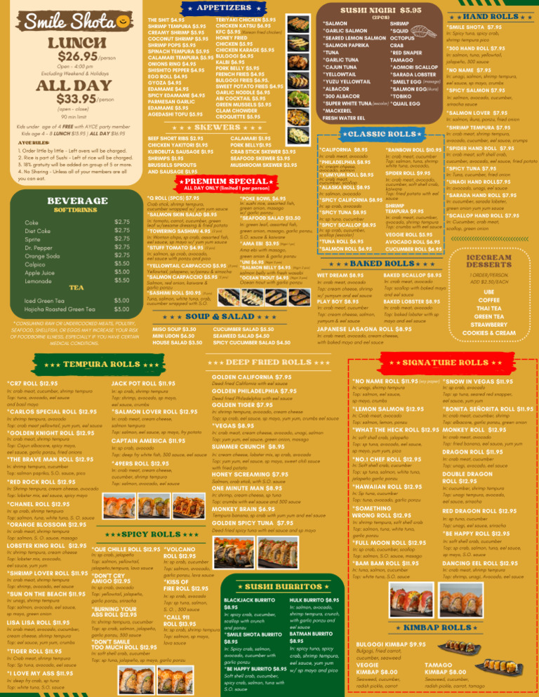 Smile Shota Menu Final | PDF