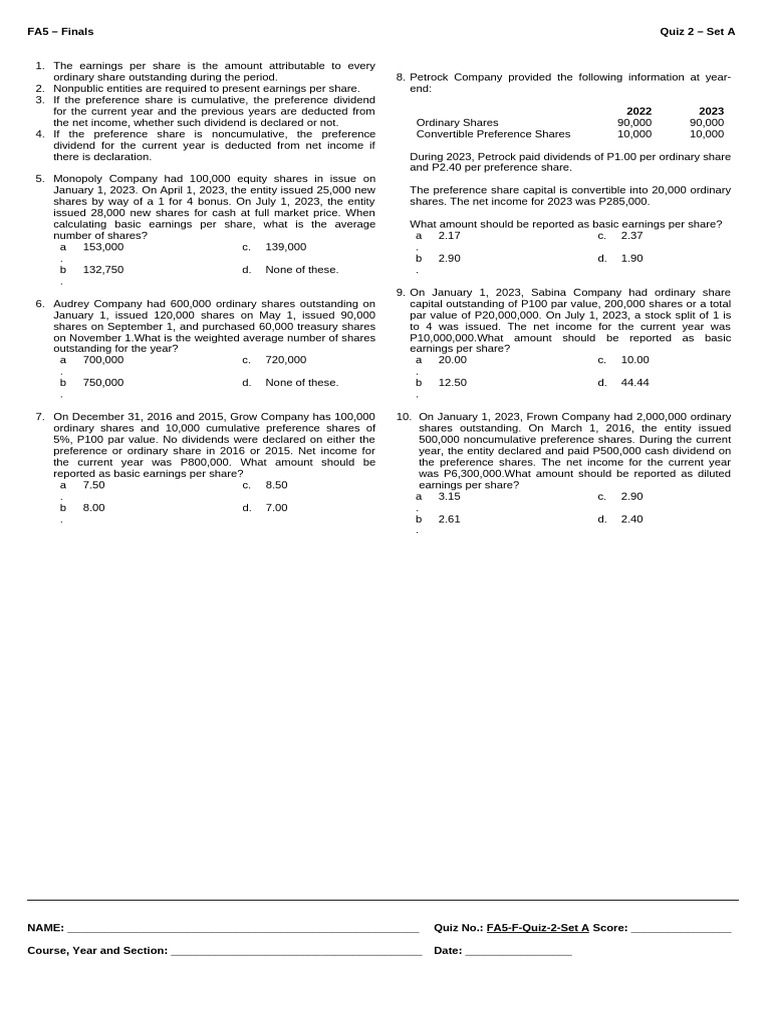 Fa5 Finals Quiz 2 DG | PDF