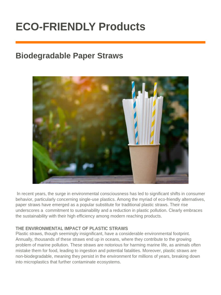 Paper Straws Eco-Friendly Products | PDF