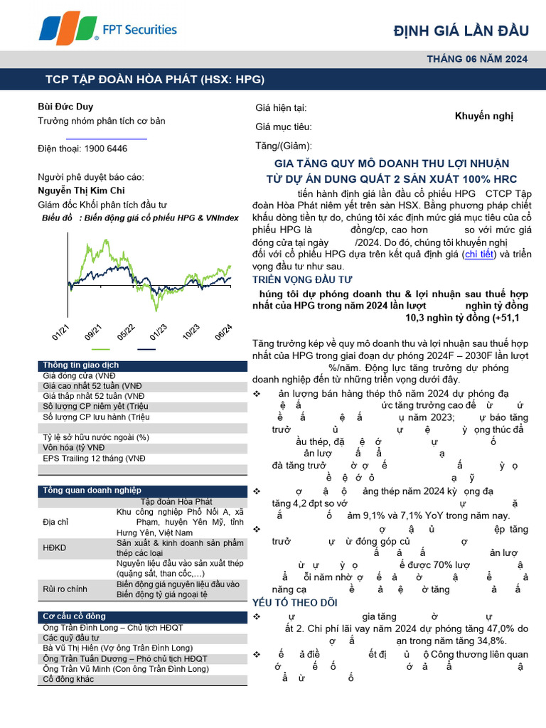 HPG - Bao Cao Dinh Gia Lan Dau - FPTS 02b6b18e | PDF