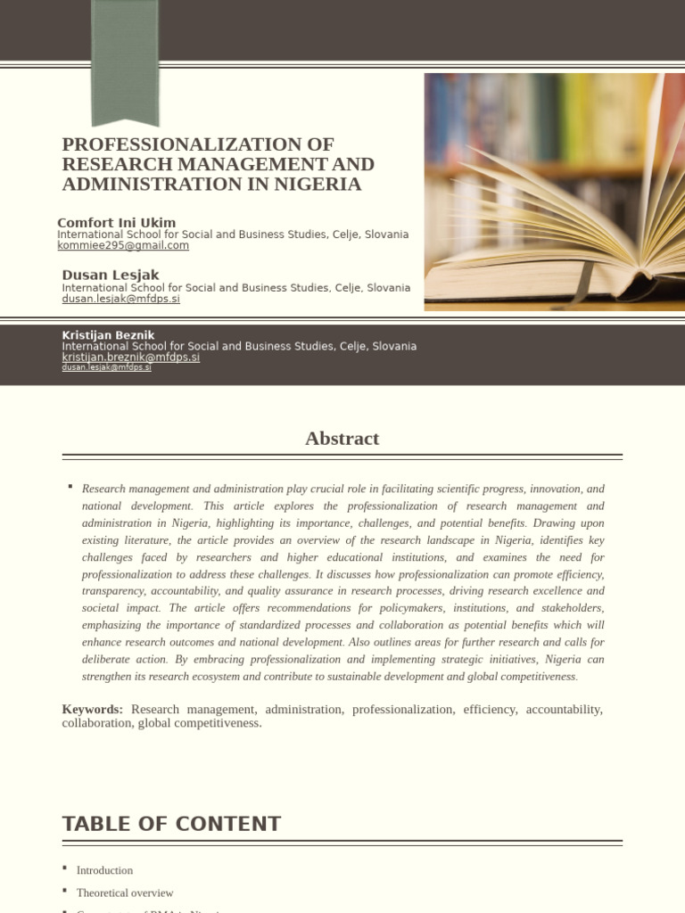 Professionalization of Research Management and Administration in ...