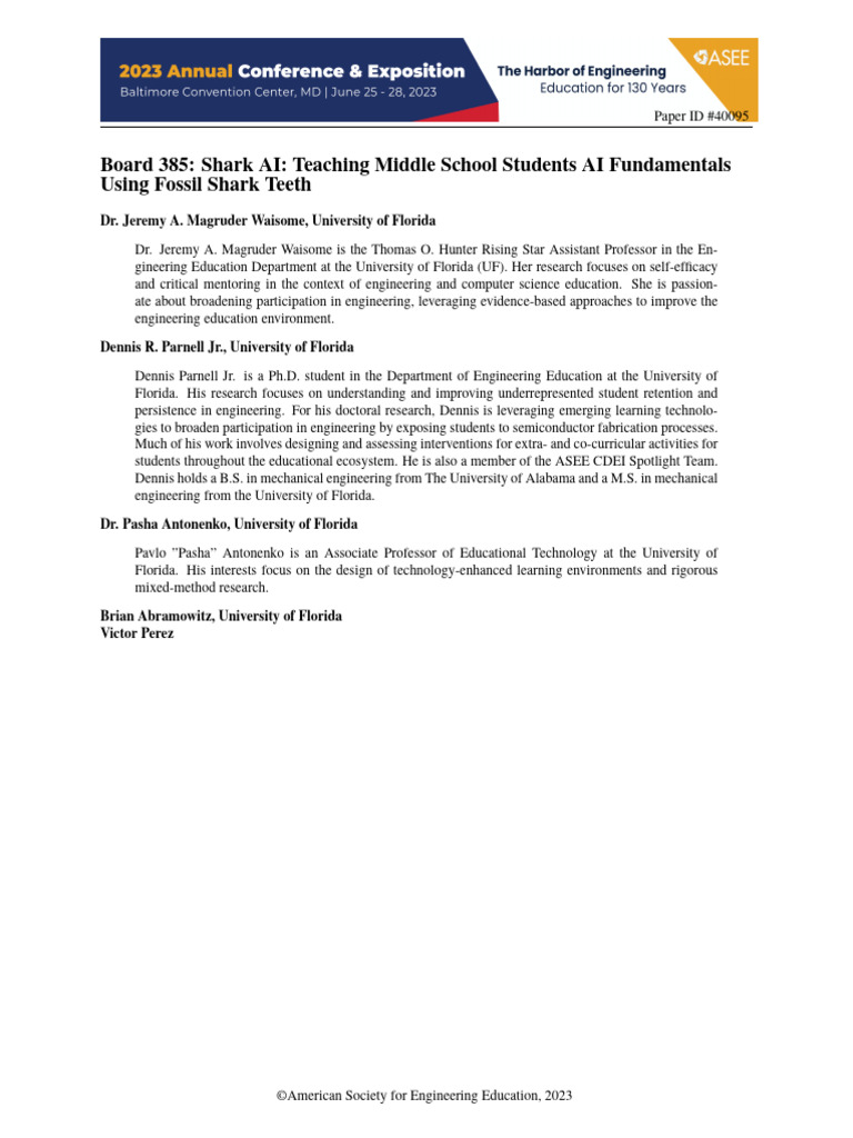 Board 385 Shark Ai Teaching Middle School Students Ai Fundamentals Using Fossil Shark Teeth | PDF