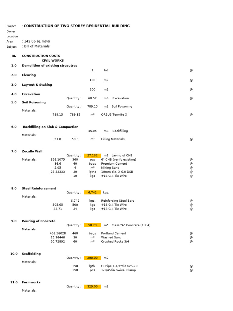 Sample Project Worksheet | PDF