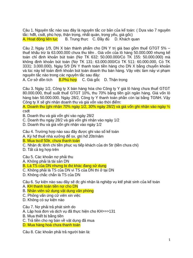 Dap An 30 Cau Trac Nghiem NLKT | PDF