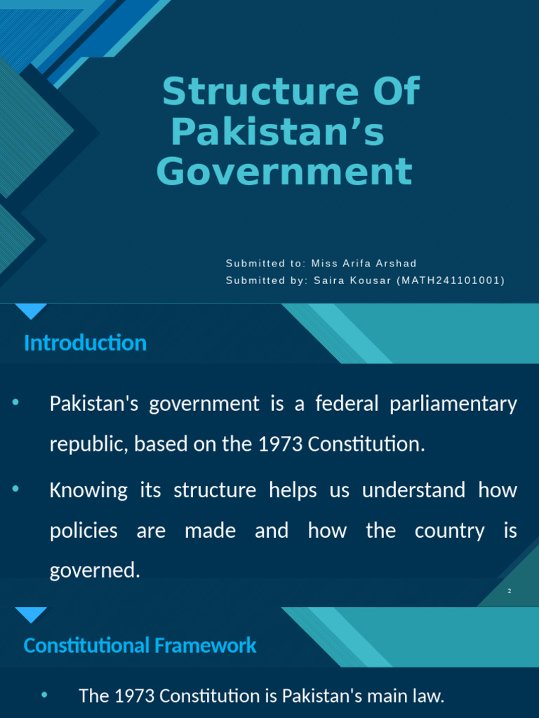 Structure of Pakistan's Government | PDF | Pakistan | Separation Of Powers