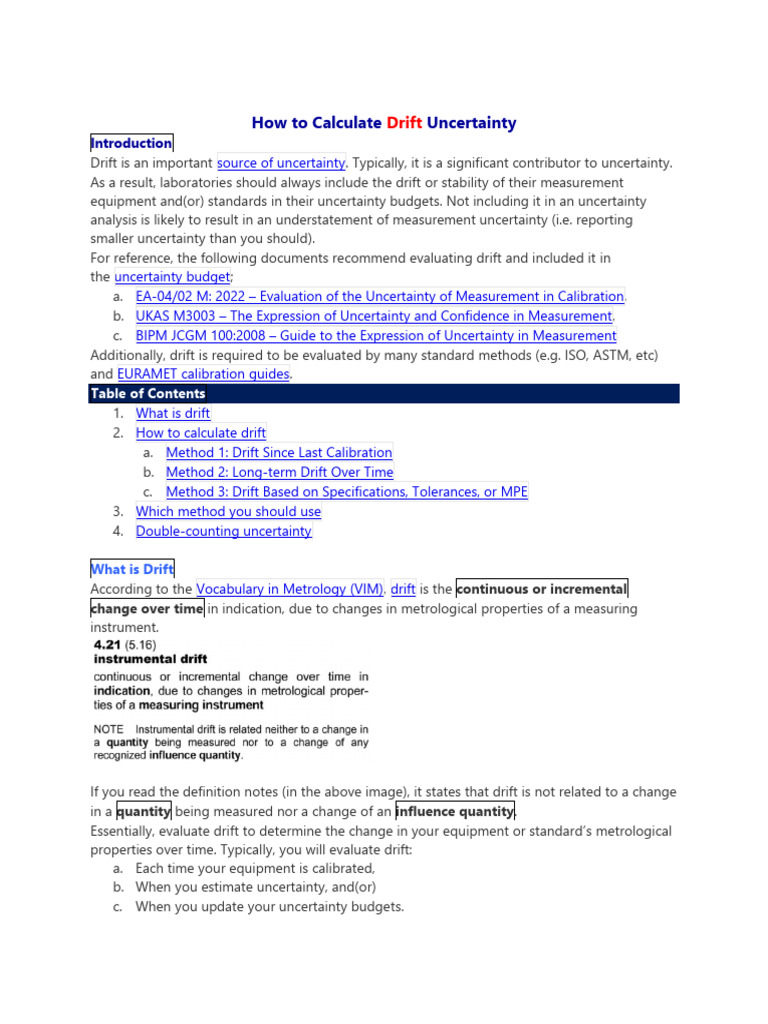 How To Calculate Drift Uncertainty | PDF