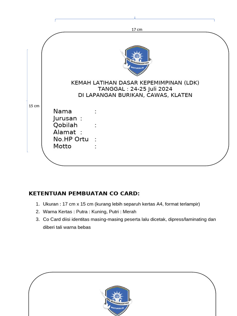 Format Co Card LDK 2024. | PDF