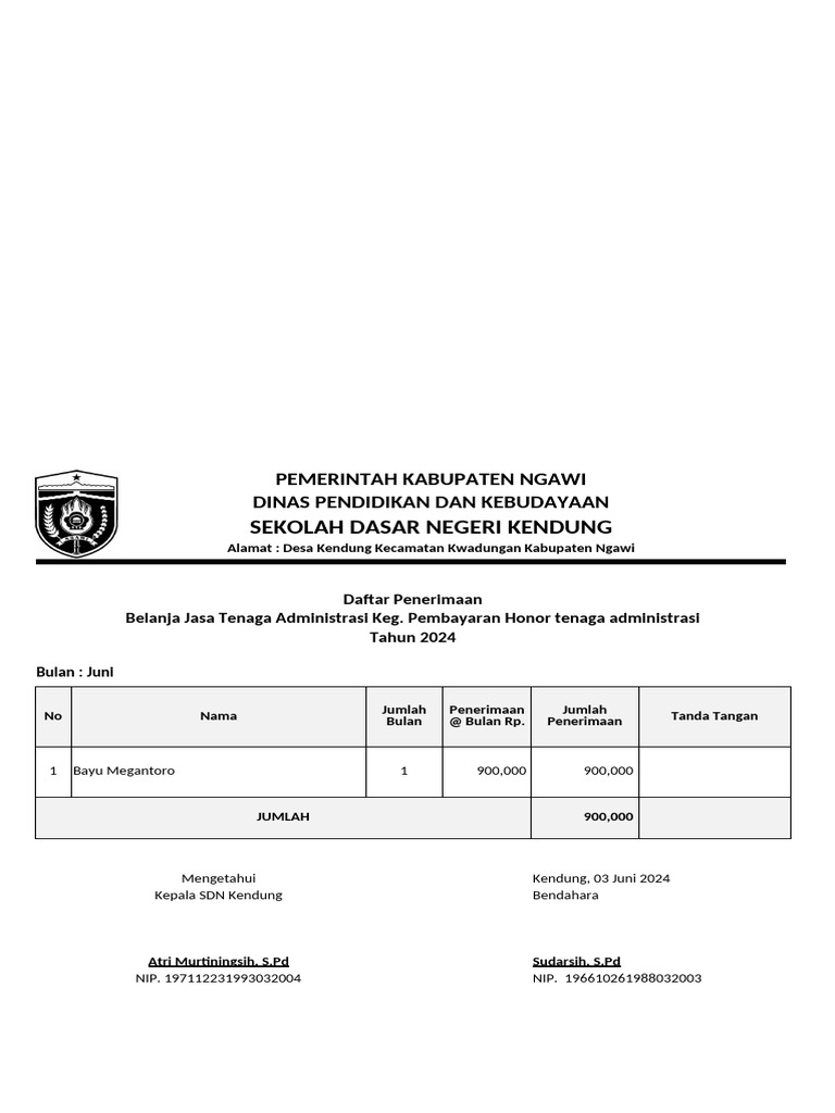 FORM Kwitansi Ks1 | PDF