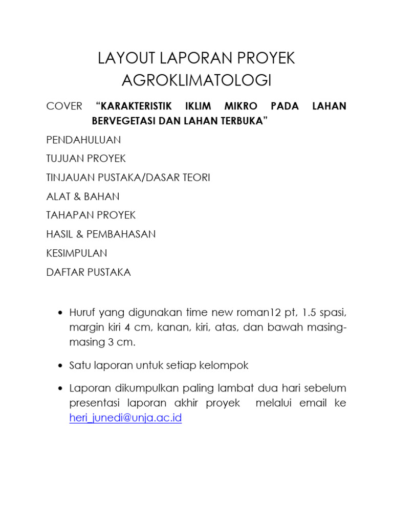 03 Layout Laporan Proyek Agroklimatologi | PDF