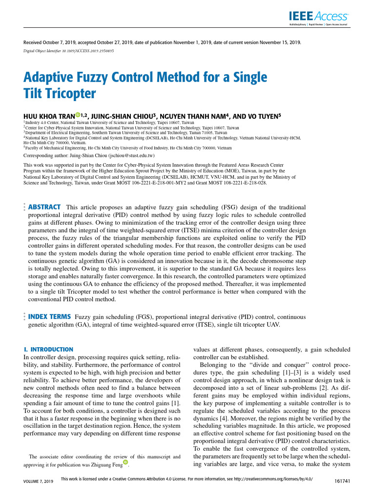 Adaptive Fuzzy Control Method For A Single Tilt Tricopter | PDF