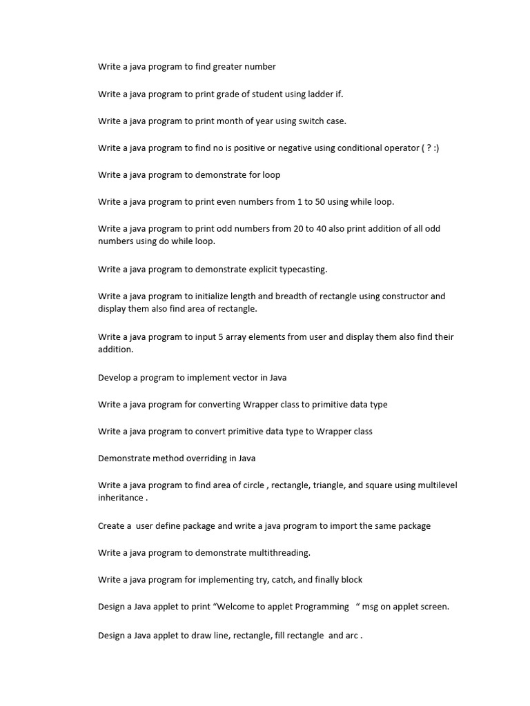 Java Practical List | PDF