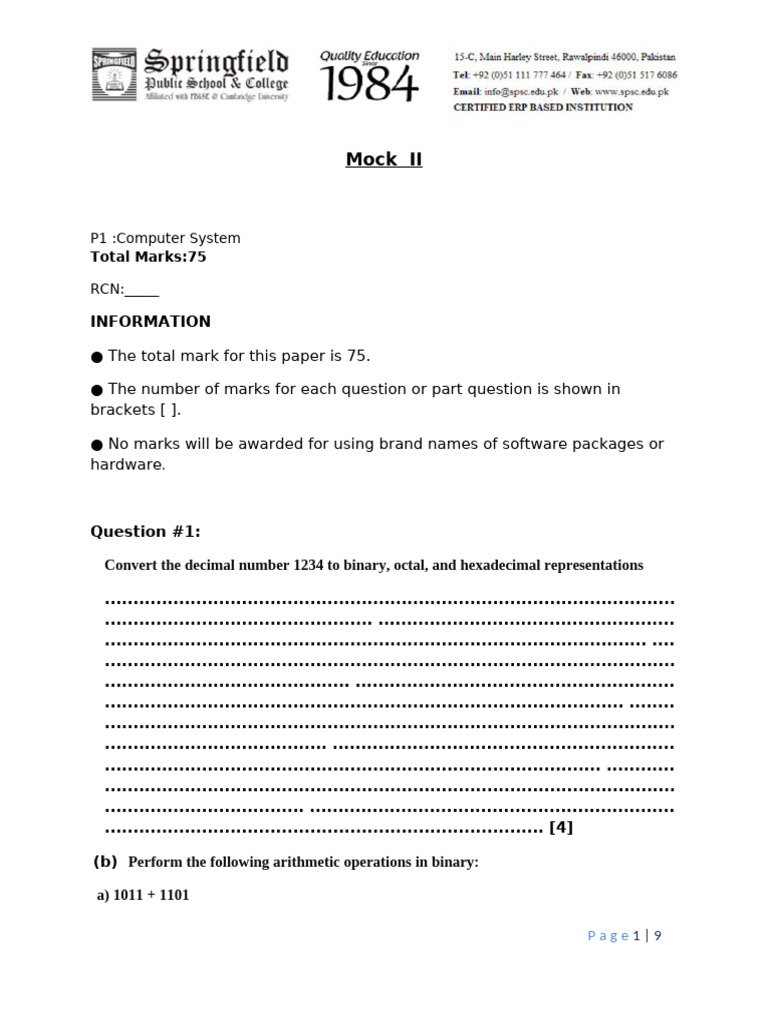 OIII P1 Computer MOCk 2 | PDF
