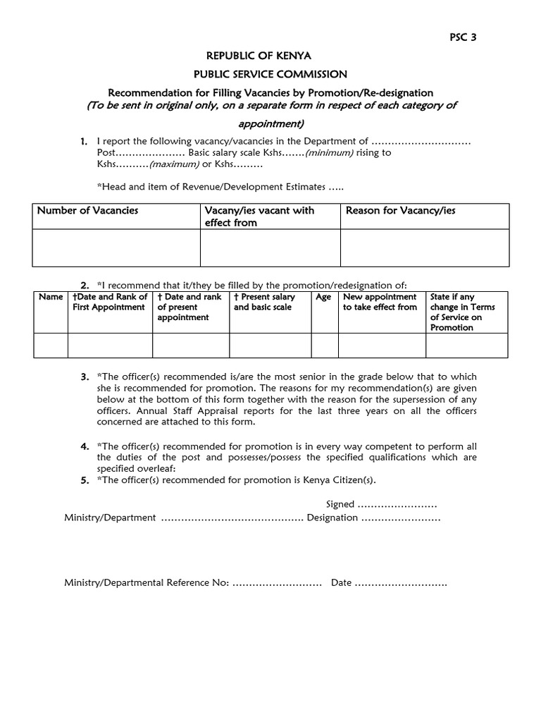 PSC 3 Form | PDF
