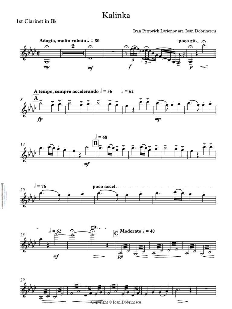 (Clarinet Institute) Larionov, Ivan - Kalinka | PDF