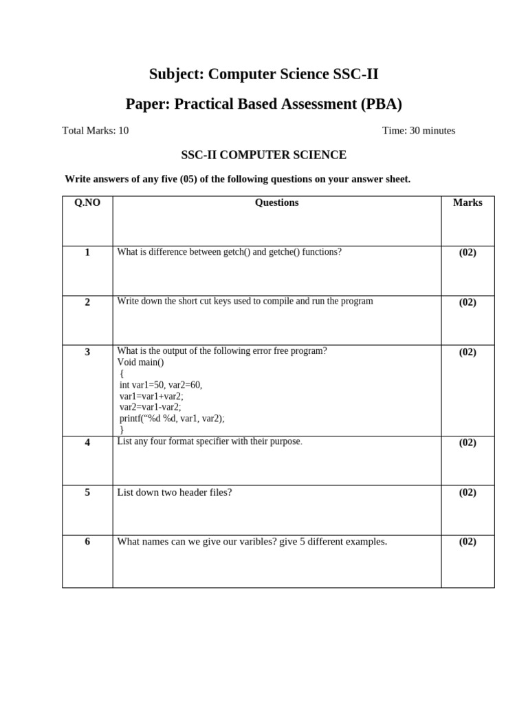 PBA Comp Grade 10 | PDF