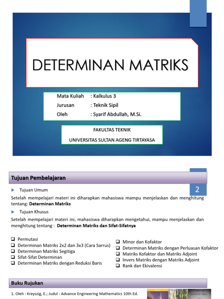 Materi 2 Determinan Matriks | PDF