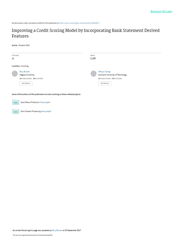 Improving Credit Scoring Using Bank Stat Pdf