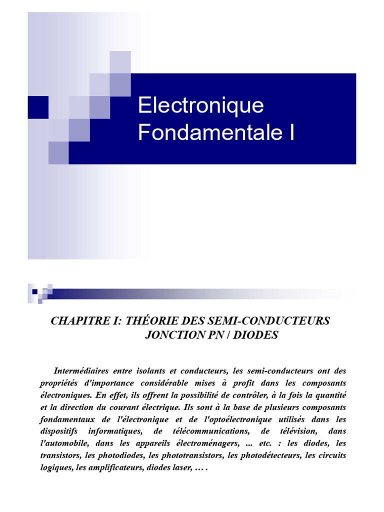 Chapitre 1 Semiconducteur - Jonction PN - Diodes | PDF