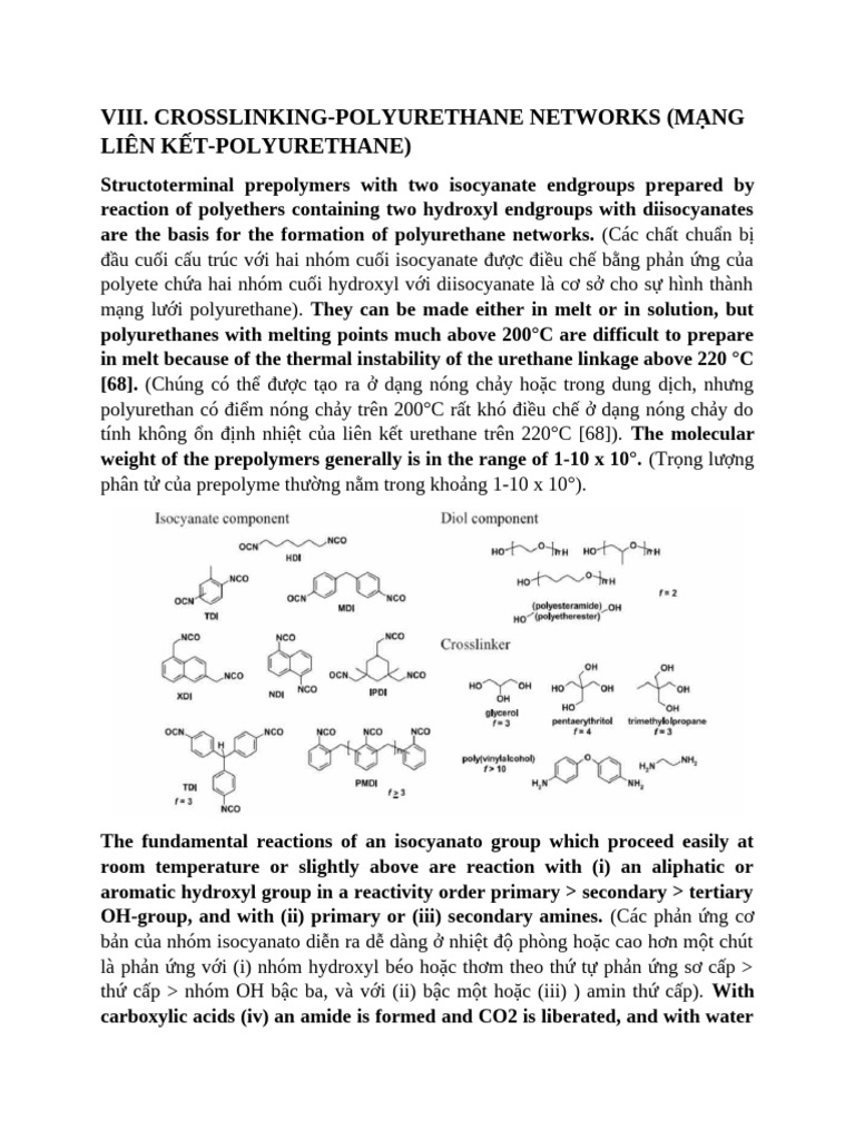 Viii. Crosslinking-Polyurethane Networks (Mạng Liên Kết-Polyurethane) | PDF