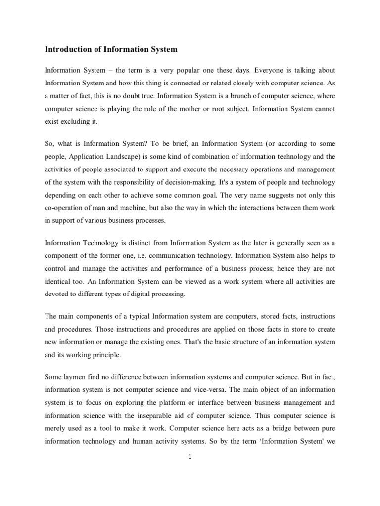 Introduction of Information System | PDF | Information System | Information