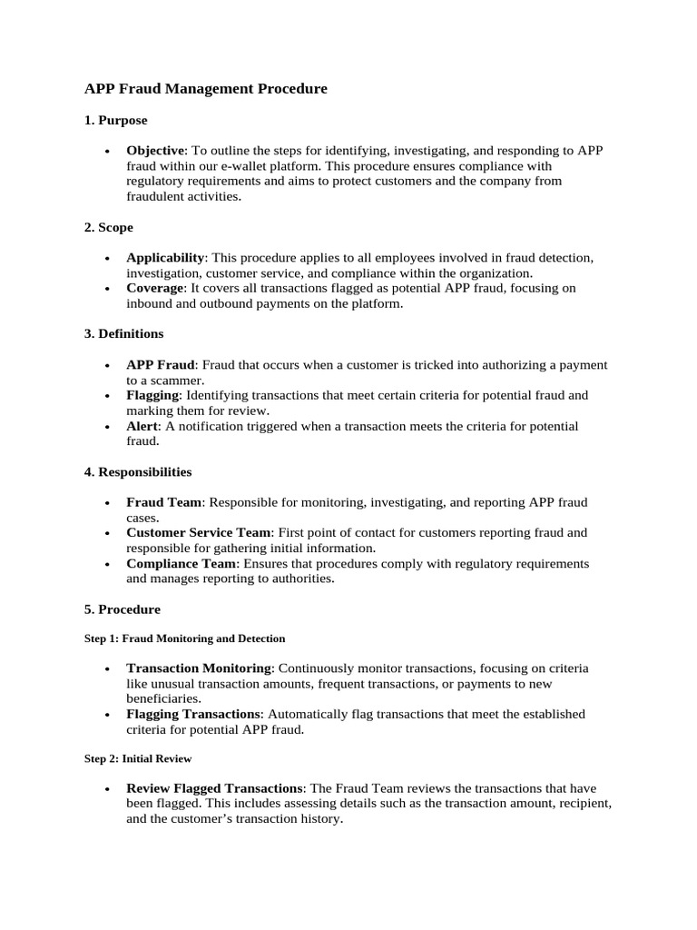 APP Fraud Management Procedure | PDF