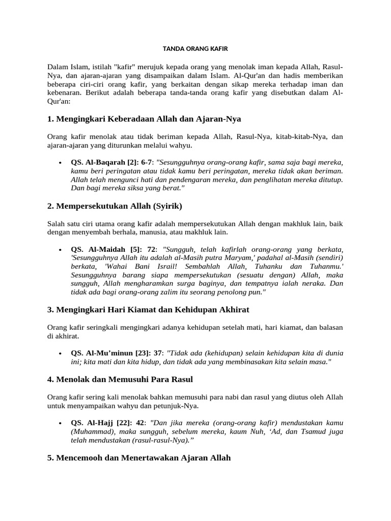 Tanda Orang Kafir | PDF Tanda Orang Kafir | PDF