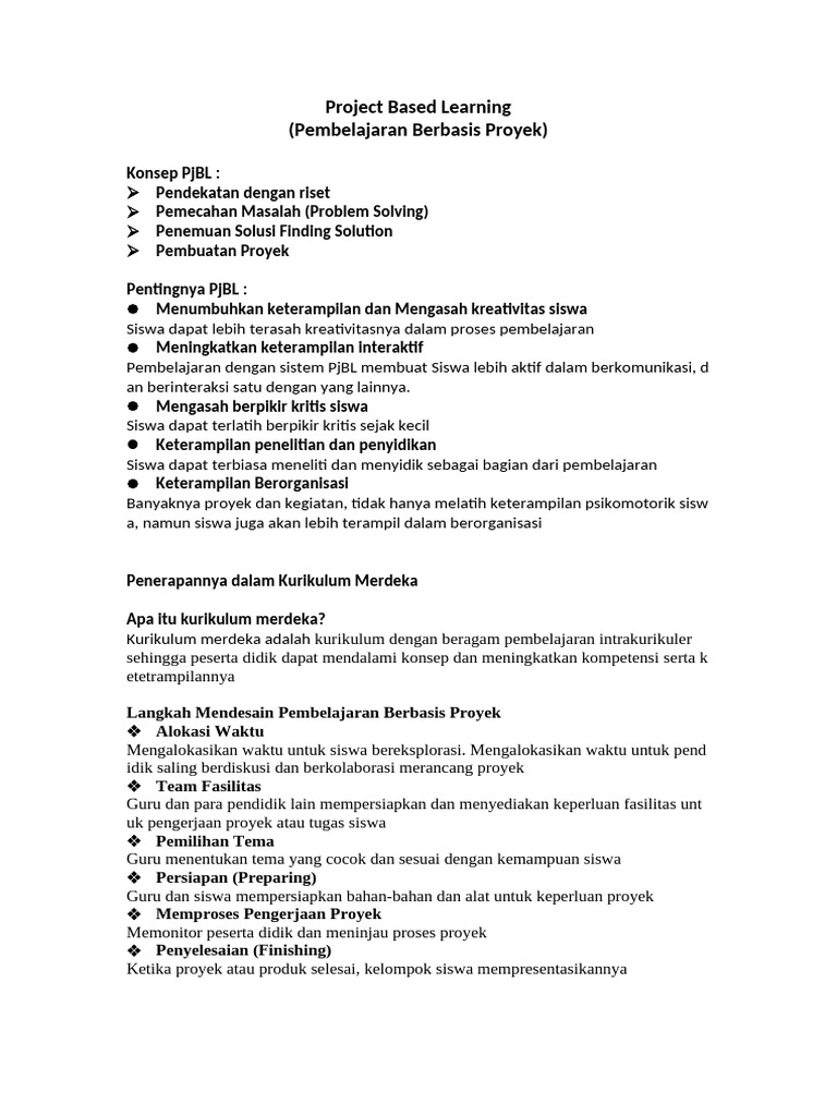 Project Based Learning | PDF