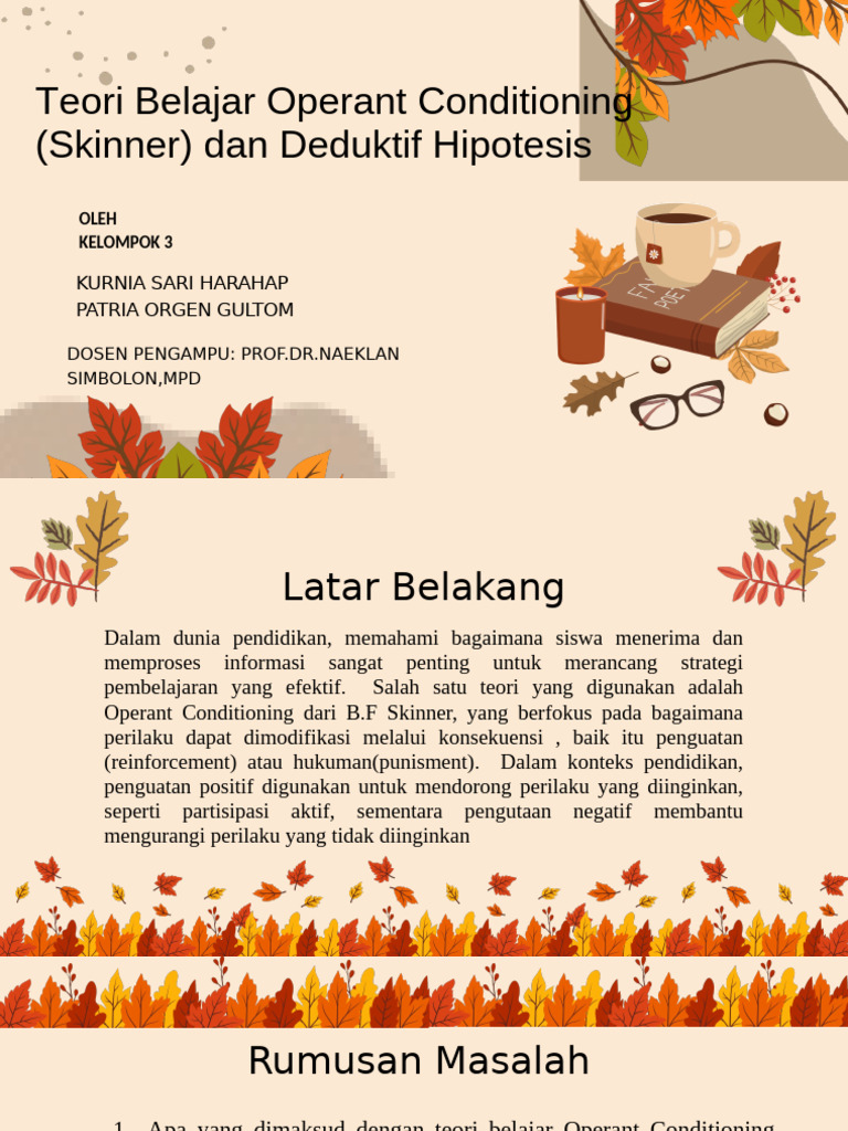 Teori Belajar Operant Conditioning | PDF