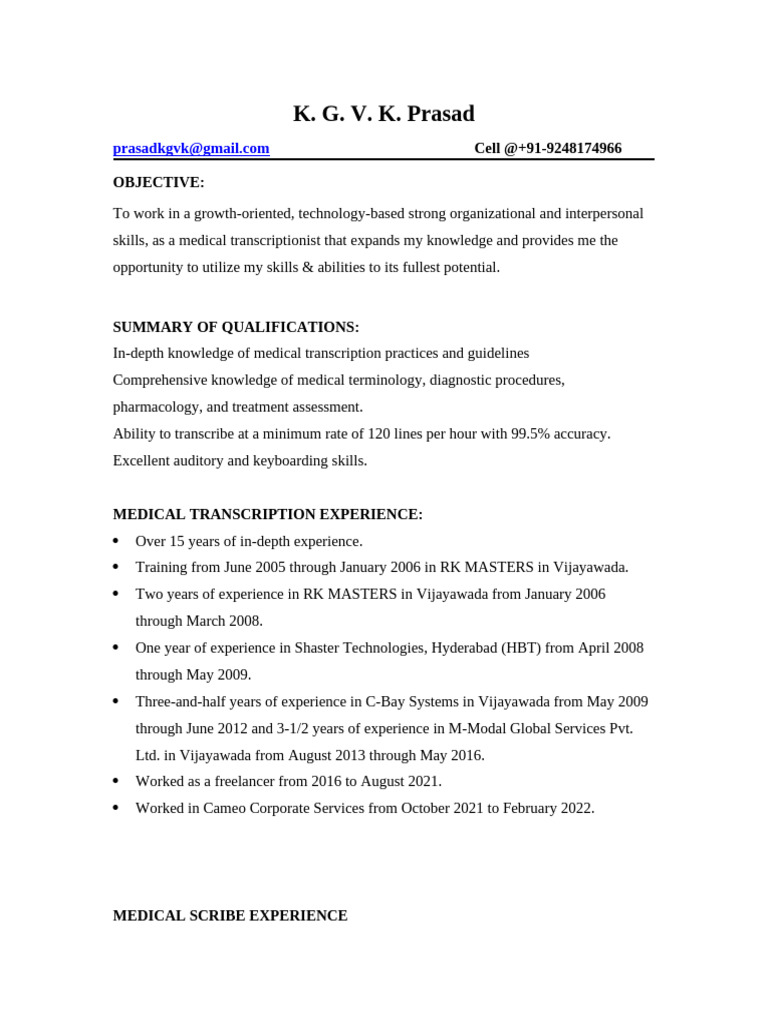 KGVK Prasad Resume | PDF