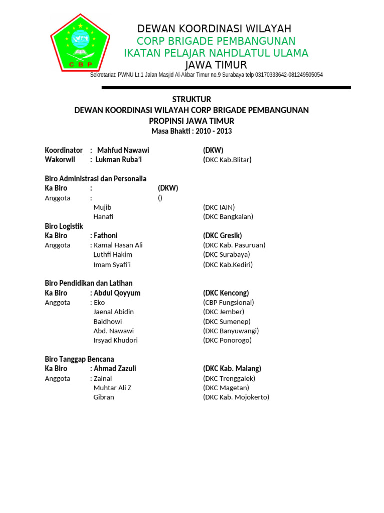 Struktur DKW CBP 2010-2013 | PDF